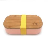 China Pink 1-Layer Bamboo Lid Custom Eco Fridge Plastic Food Grade Bento Lunch Box for Kids for sale