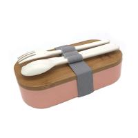 China Pink 1-Layer Bamboo Lid Custom Eco Fridge Plastic Food Grade Bento Lunch Box for Kids for sale