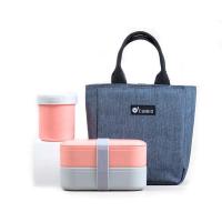 China Japanese Bento On-the-Go Double Layer Food Grade Lunch Box Set Eco Plastic BPA Free for sale