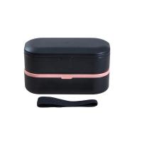 China Japanese Bento On-the-Go Double Layer Food Grade Lunch Box Set Eco Plastic BPA Free for sale
