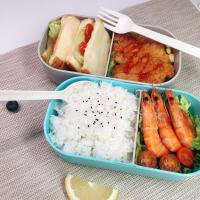 China Japanese Bento On-the-Go Double Layer Food Grade Lunch Box Set Eco Plastic BPA Free for sale