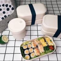 China BPA Free Bamboo Fibre Eco Friendly Bento Lunch Box with Cup and Cutlery for sale