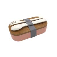 China 600ml Capacity BPA-Free Custom Food Container with Bamboo Lid and Cutlery for sale