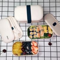 China 2-Layer Food Container Fridge Dual Tier Bamboo Bento Box for Kids Eco Friendly BPA Free for sale