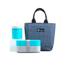 China Easy Clean Round Corner Lunch Box Set with Double Layer and 2 Dividers Capacity 1-3L 298g for sale