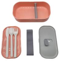 China Sample Free Sample Food Grade Microwave Safe Plastic Bento Lunch Box with Cutlery 226g for sale
