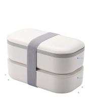 China UV Printing Double Layer Customized Plastic Bento Lunch Box with Divider and Cutlery for sale