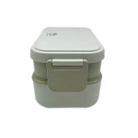 China Eco-Friendly Bamboo Fiber Rectangle Lunch Box with Soup Container and Reusable Cutlery Set for sale