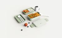 China Customized Logo Rectangle Lunch Box with Eco-Friendly PP Plastic and Bamboo Fiber for sale