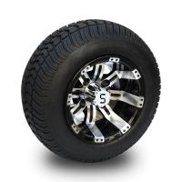 China Golf Cart 10'' Wheel and 205/50-10 DOT Tire Combo - Machined/Glossy Black for sale