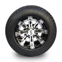China Golf Cart 10'' Wheel and 205/50-10 DOT Tire Combo - Machined/Glossy Black for sale