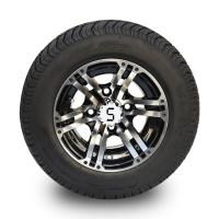 China 10'' Golf Cart Rim And 205/50-10 DOT Street Tire Assembly - Machined/Glossy Black for sale