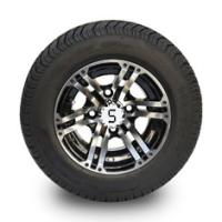 China 10'' Golf Cart Rim And 205/50-10 DOT Street Tire Assembly - Machined/Glossy Black for sale