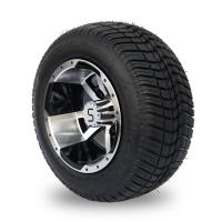 China Golf Cart 10'' Rims And 205/50-10 DOT Street Tire Combo - Machined/Glossy Black for sale