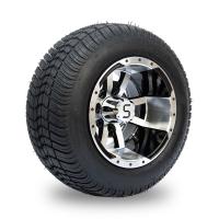 China Golf Cart 10'' Rims And 205/50-10 DOT Street Tire Combo - Machined/Glossy Black for sale