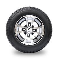 China Golf Cart 10'' Rims And 205/50-10 DOT Street Tire Combo - Machined/Glossy Black for sale