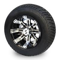 China 10'' Golf Cart Rim And 205/50-10 DOT Street Tire Assembly - Machined/Glossy Black for sale