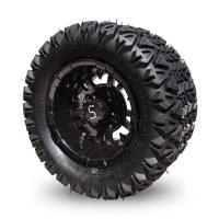 China 10 Inch Golf Cart Wheel And Tire Combo 20×10-10 ATV Machined Glossy Black for sale