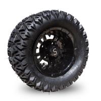 China 10 Inch Golf Cart Wheel And Tire Combo 20×10-10 ATV Machined Glossy Black for sale