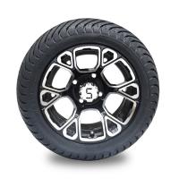 China 12'' Machined/Glossy Black Golf Cart Rim and 215/35-12 Low Profile DOT Street Tire for sale