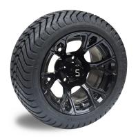 China Shu-Ran New Exclusive 12''  Glossy Black Golf Cart Wheel and 215/35-12 DOT Street Tyre Combo for sale