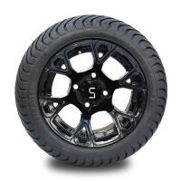 China Shu-Ran New Exclusive 12''  Glossy Black Golf Cart Wheel and 215/35-12 DOT Street Tyre Combo for sale