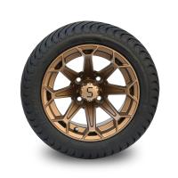 China Golf Cart 12 Inch Bronze Aluminum Wheels and 215/35-12 Low Profile DOT Tyres Assembly 4x4 Bolt Pattern for sale