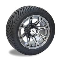 China 12'' Machined/Gunmetal Golf Cart Wheels And 215/35-12 DOT Street Tires Assemblies for sale