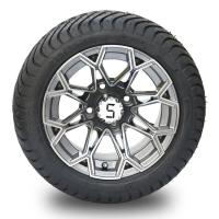 China 12'' Machined/Gunmetal Golf Cart Wheels And 215/35-12 DOT Street Tires Assemblies for sale
