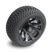 China Golf Cart 12 Inch Matte Black Wheels and 215/35-12 Street Tires 4x4 Bolt Pattern DOT Rated for sale