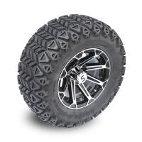 China 12'' Golf Cart Aluminum Rims & 23x10.5-12 All Terrain Tyres Combo - Machined/Glossy Black for sale