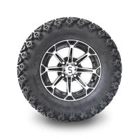 China 12'' Golf Cart Aluminum Rims & 23x10.5-12 All Terrain Tyres Combo - Machined/Glossy Black for sale