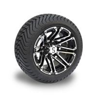 China 12 Inches Machiend/Black Golf Cart Wheels And 215/35-12 DOT Street Tires Combo 4 Ply for sale