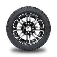 China 12 Inches Machiend/Black Golf Cart Wheels And 215/35-12 DOT Street Tires Combo 4 Ply for sale