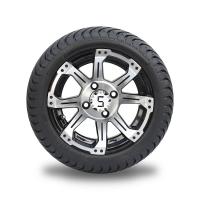 China Black Aluminum 12 Inch Golf Cart Wheels And Tires 215 35 12 With 8 Spokes for sale