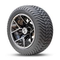 China 12 Inch Golf Cart Wheels And Tires Combo Machined Glossy Black Rim 215 35 12 Low Profile DOT Street Tire Fits Golf Carts for sale