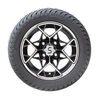 China 12 Inch Golf Cart Wheels And Tires Combo Machined Glossy Black Rim 215 35 12 Low Profile DOT Street Tire Fits Golf Carts for sale