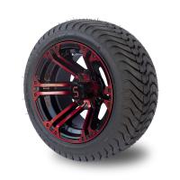 China Red / Glossy Black Aluminum 12 Inch Golf Cart Wheels And Tires 215/35-12 Tyre Assemblies for sale