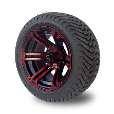 China Red / Glossy Black Aluminum 12 Inch Golf Cart Wheels And Tires 215/35-12 Tyre Assemblies for sale