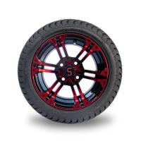 China Red / Glossy Black Aluminum 12 Inch Golf Cart Wheels And Tires 215/35-12 Tyre Assemblies for sale