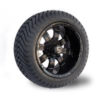 China Glossy Black 12 Tempest Golf Cart Wheels 215/35-12 Street Tires Combo for sale