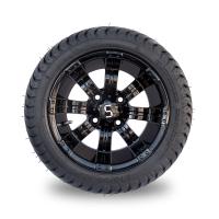 China Glossy Black 12 Tempest Golf Cart Wheels 215/35-12 Street Tires Combo for sale