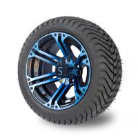 China 12 Inch Golf Cart Rims And Tire Combo Blue Glossy Black 4 / 101.6 PCD for sale