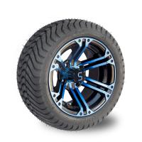 China 12 Inch Golf Cart Rims And Tire Combo Blue Glossy Black 4 / 101.6 PCD for sale