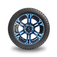 China 12 Inch Golf Cart Rims And Tire Combo Blue Glossy Black 4 / 101.6 PCD for sale