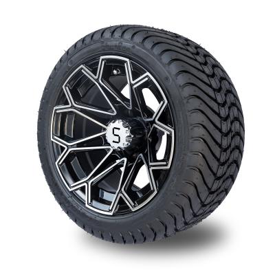 China Machined Gloss Black Golf Cart Wheel And Tire Combo 215/35-12 Low Profile DOT Tyres 4 Set for sale