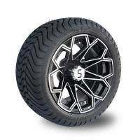 China Machined Gloss Black Golf Cart Wheel And Tire Combo 215/35-12 Low Profile DOT Tyres 4 Set for sale