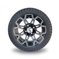 China Machined Gloss Black Golf Cart Wheel And Tire Combo 215/35-12 Low Profile DOT Tyres 4 Set for sale