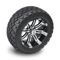 China Golf Cart 14'' Aluminum Wheel and 22x10-14 All Terrain DOT Tire Combo - Machined/Glossy Black for sale