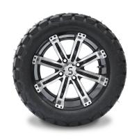 China Golf Cart 14'' Aluminum Wheel and 22x10-14 All Terrain DOT Tire Combo - Machined/Glossy Black for sale